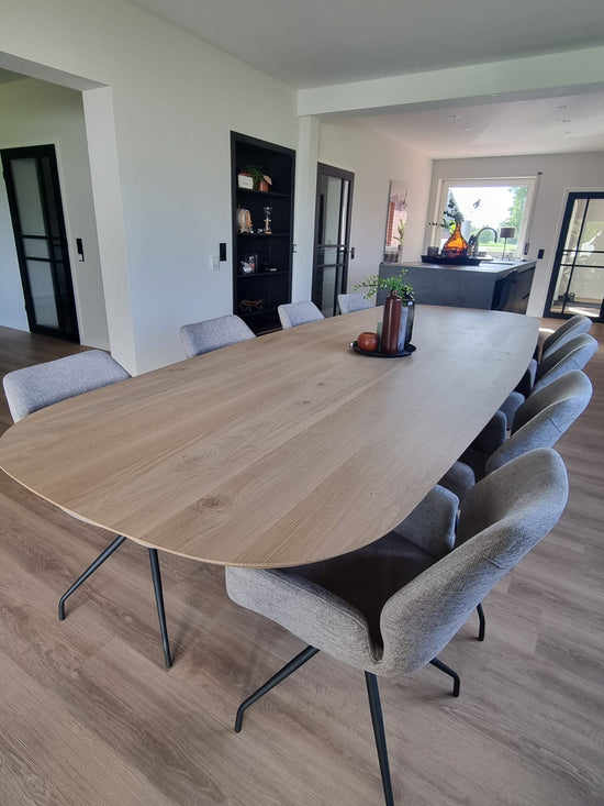 Deens ovale eettafel - 3 cm - Spinpoot taps – Meubelmakerij Tafel & Kast